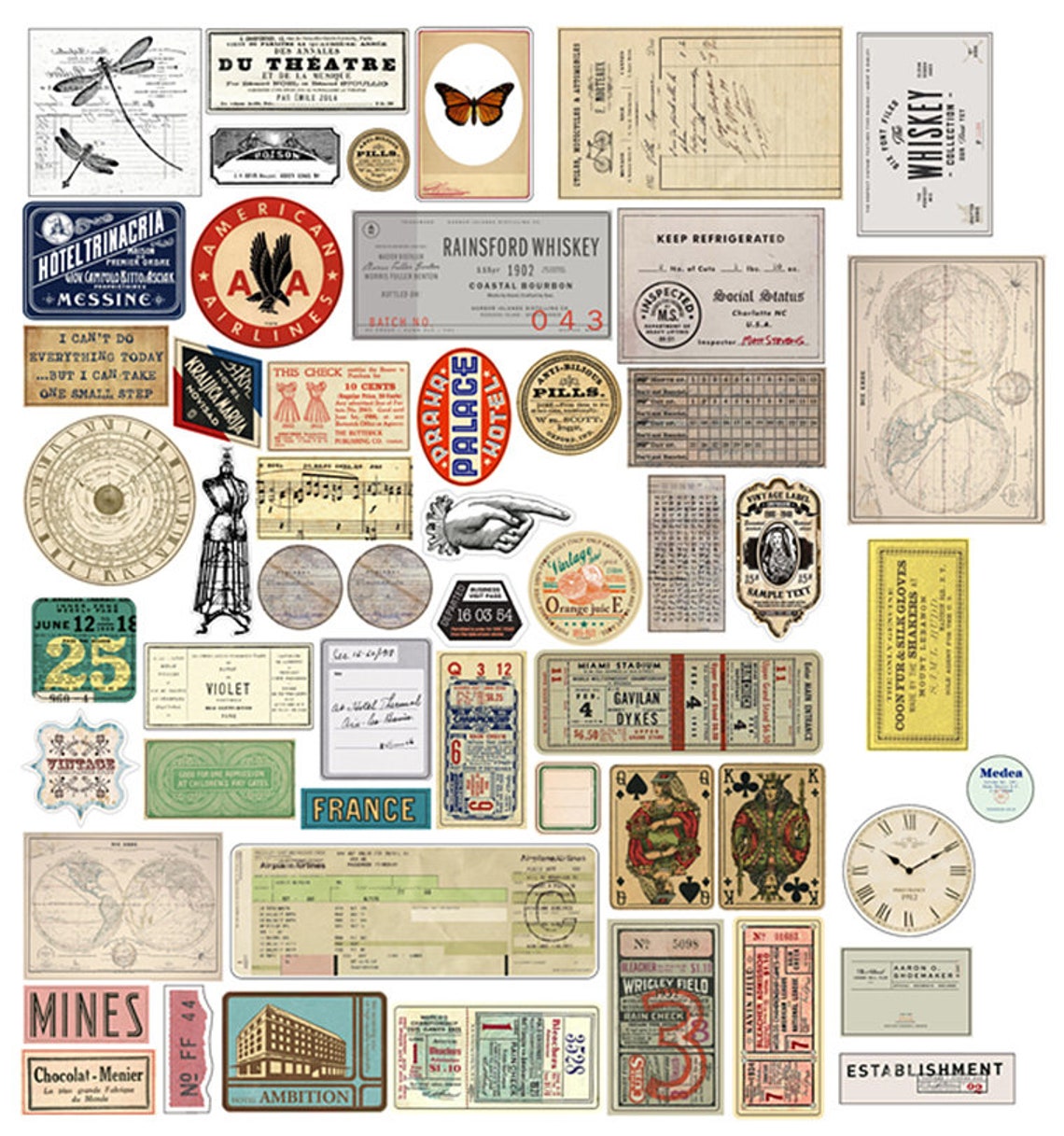 52PCS Vintage Ticket Stubs Stickers Pack Traveler's - Etsy