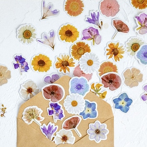 Pressed Flowers Stickers Set, Dried Flowers Stickers Pack, Floral ...