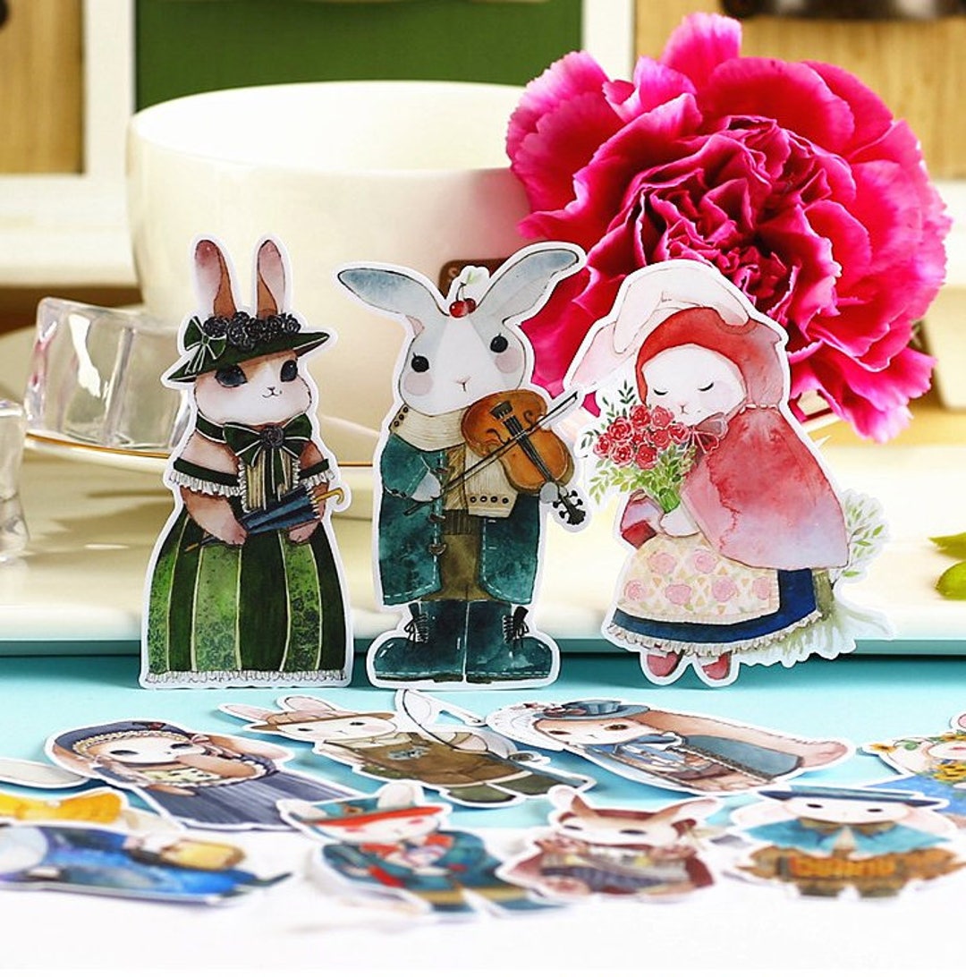 Rabbit Sticker Pack, Bunny Tales Series B Stickers Set, Animals Die-cut ...