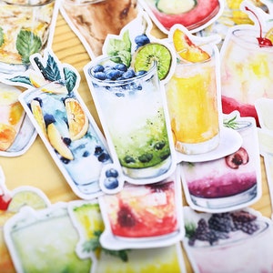 Cocktail Drinks Sticker Pack, Juice, Smoothie, Cappuccino, Beverage Die ...