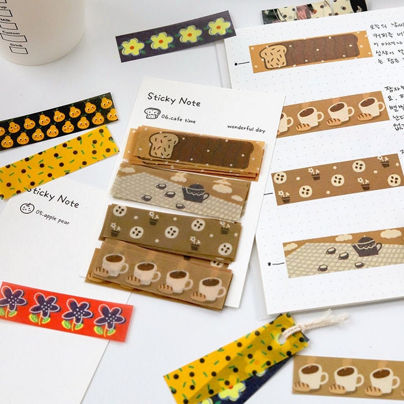 Mini Memo Stickers Set Coffee Themed Stickers Pack Floral - Etsy