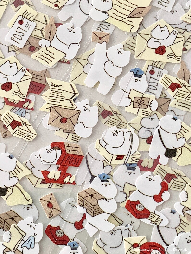 Postman Stickers Sheet, Cat Post Office, Mewmewbeam Kiss-cut Sticker ...