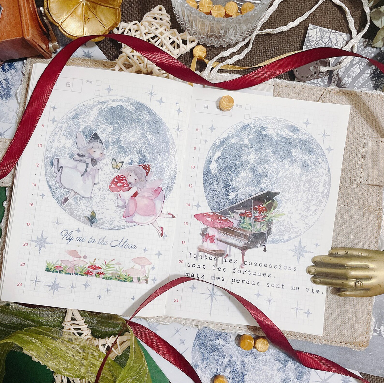 Extra Wide Moon Face Illustration Washi Tape Lunar Phase - Etsy