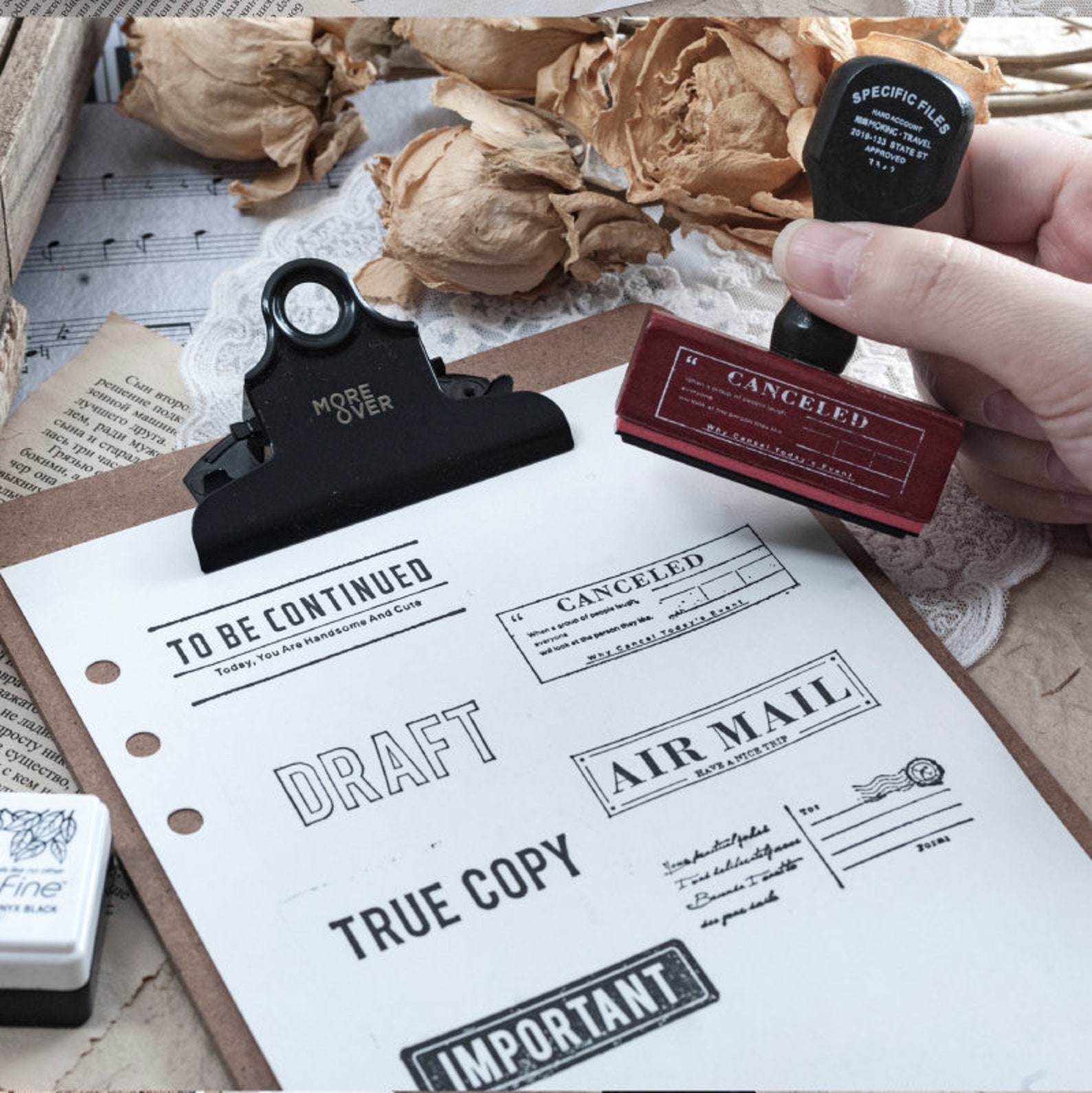 Old School Post Office Label Stamps, Wooden Handle Stamp, Air Mail ...