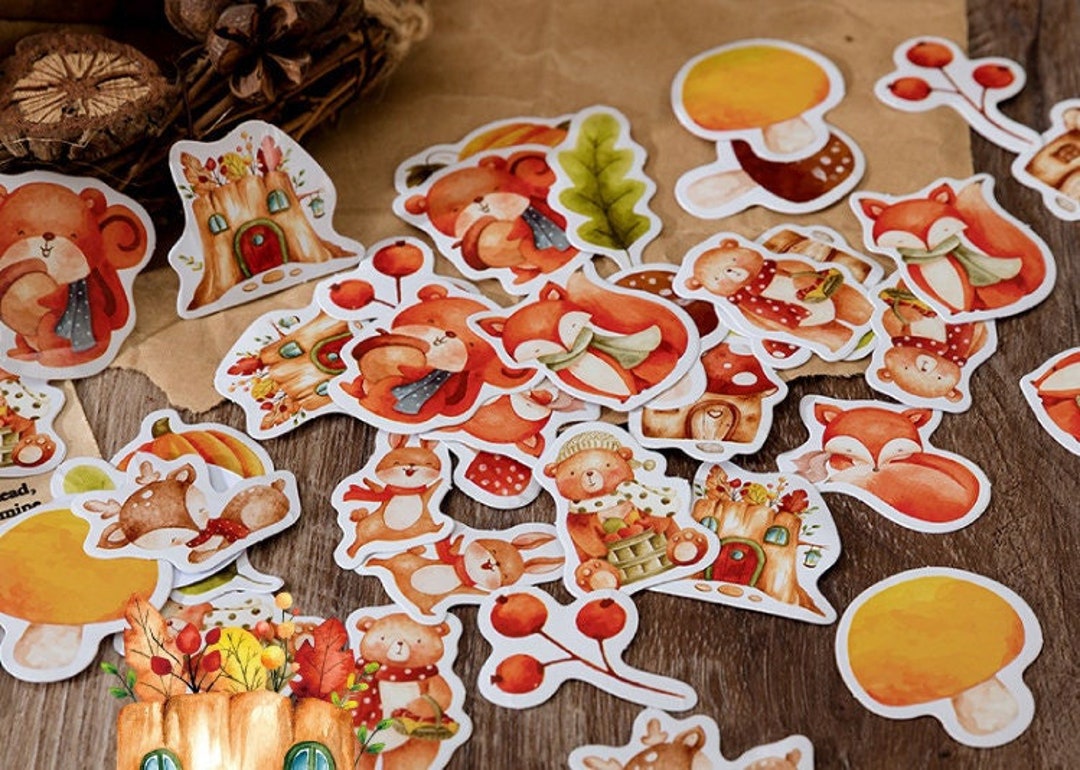 Forest Diary Sticker Set, Forest Animals Stickers Box Set, Mushroom ...