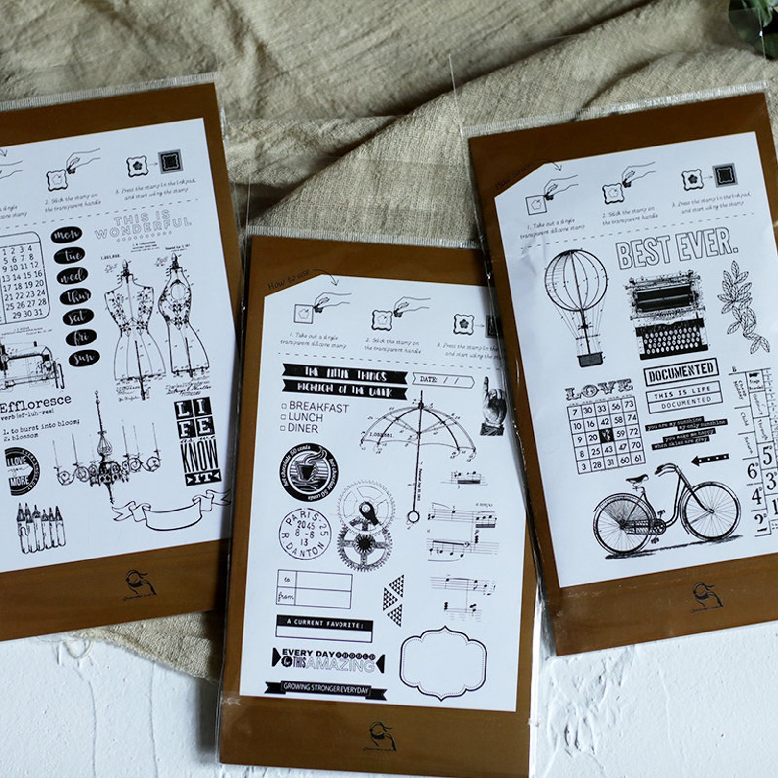 Vintage Journaling Acrylic Stamp Set, Junk Journal Stamps, Clear ...