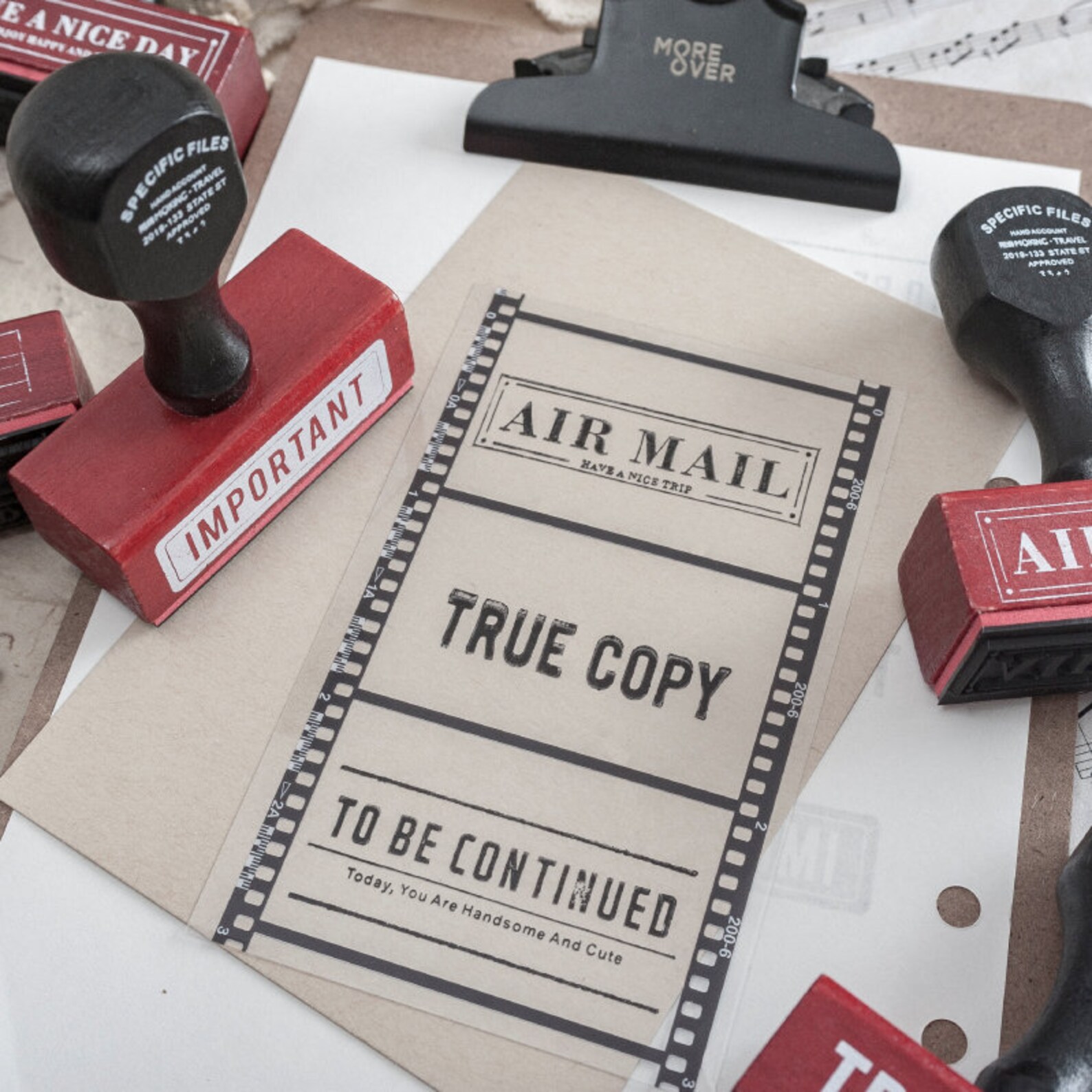 Old School Post Office Label Stamps, Wooden Handle Stamp, Air Mail ...
