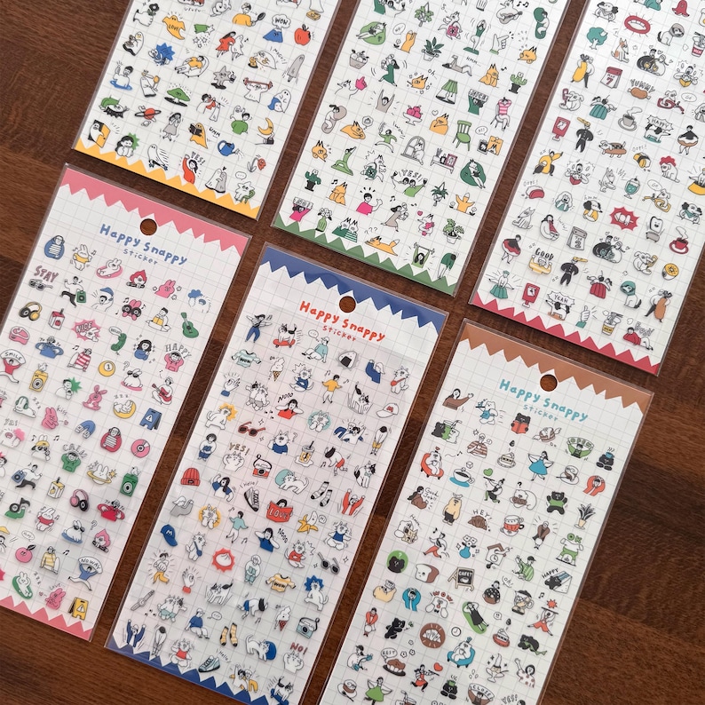 Mind Wave Happy Snappy Series Sticker Sheets, People and Animal Doodles ...