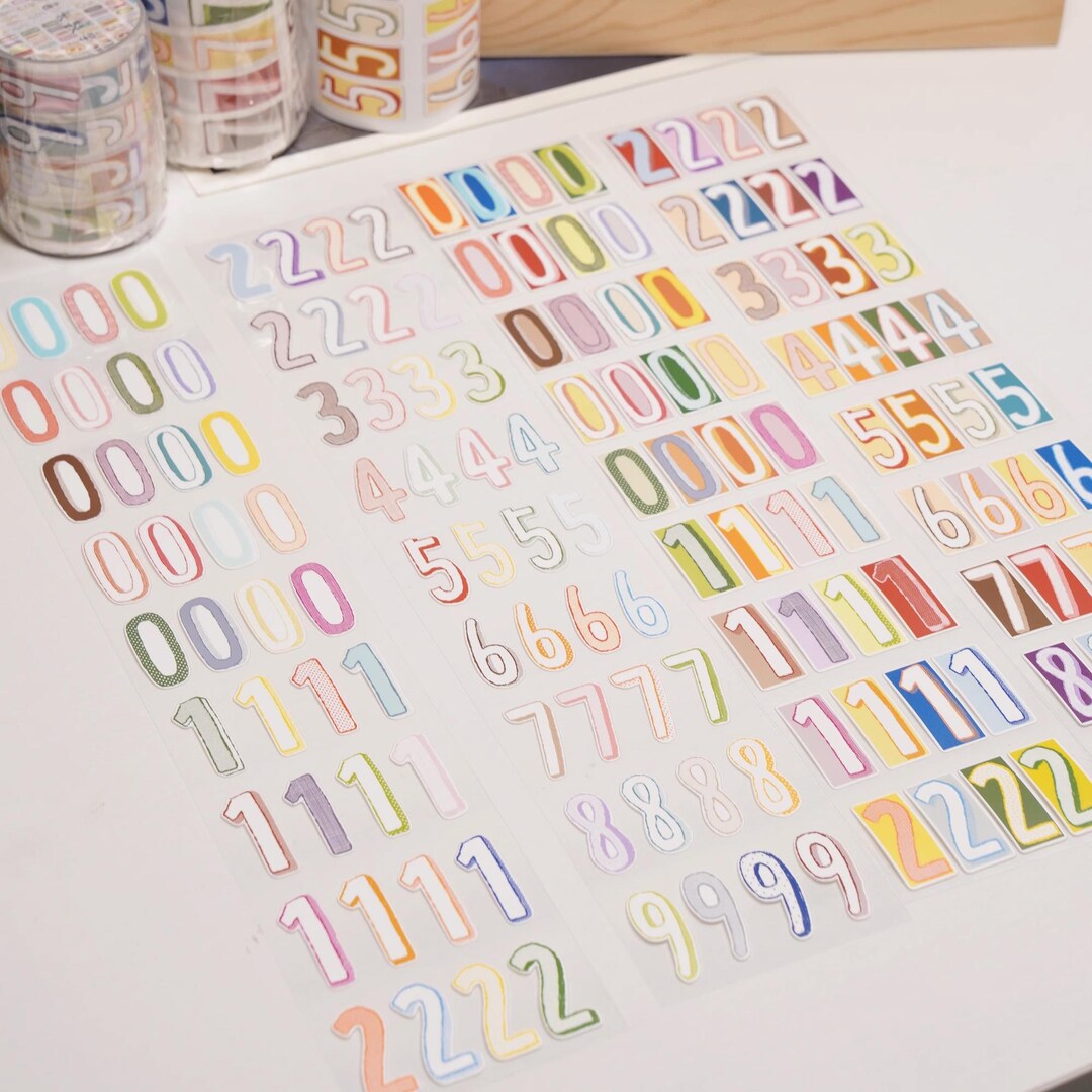 Wanle Studio Long Numbers Washi and PET Tape, Die-cut Sticker Tape ...