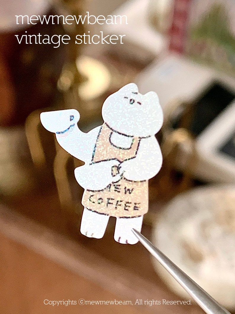 Cat Barista Stickers Sheet, Coffee Shop, Holographic Glitter Stickers ...