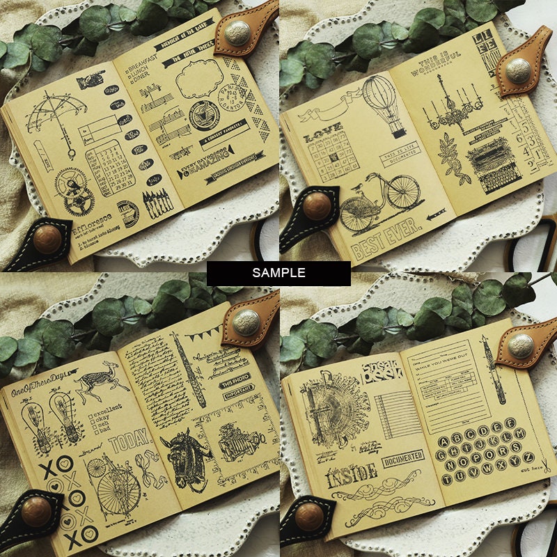 Vintage Journaling Acrylic Stamp Set, Junk Journal Stamps, Clear ...