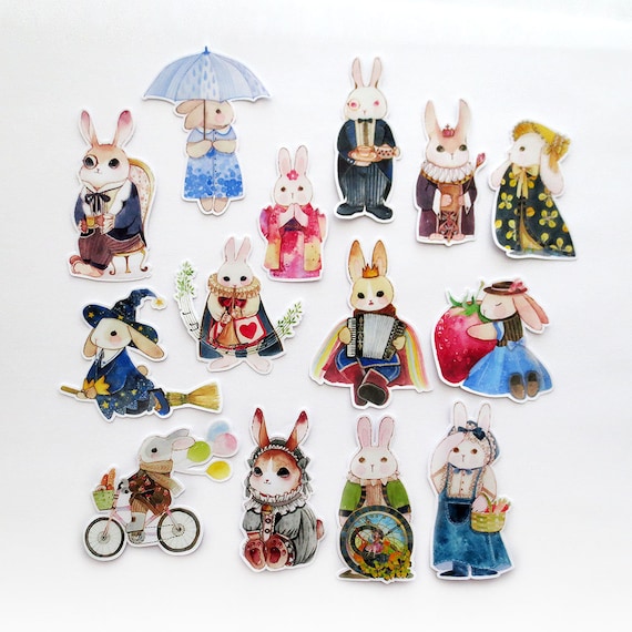 Rabbit Sticker Pack Bunny Tales Stickers Set Animals | Etsy