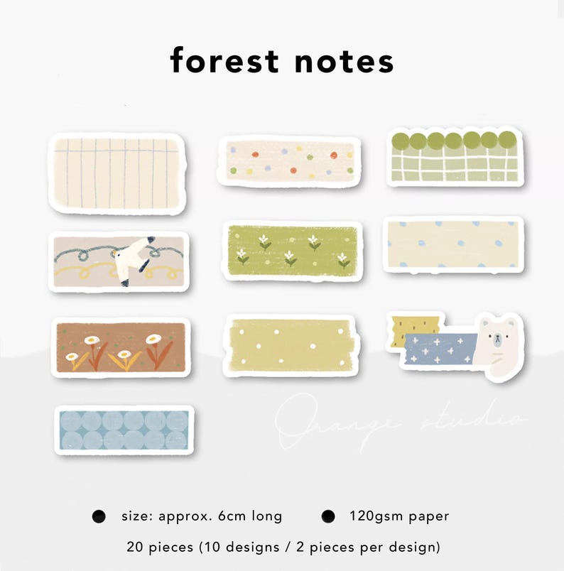 Orange Studio Forest Series Memo Paper, Vinyl Record, Tape Strip ...