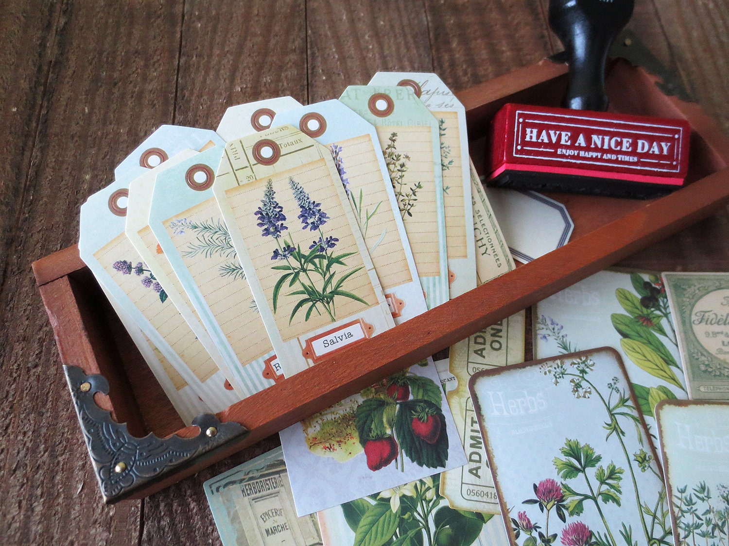 Botanical Tags Stickers Pack Vintage Plants and Herbs | Etsy