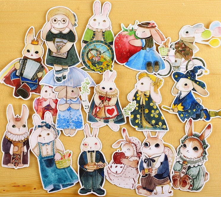 Rabbit Sticker Pack Bunny Tales Stickers Set Animals Die-cut - Etsy