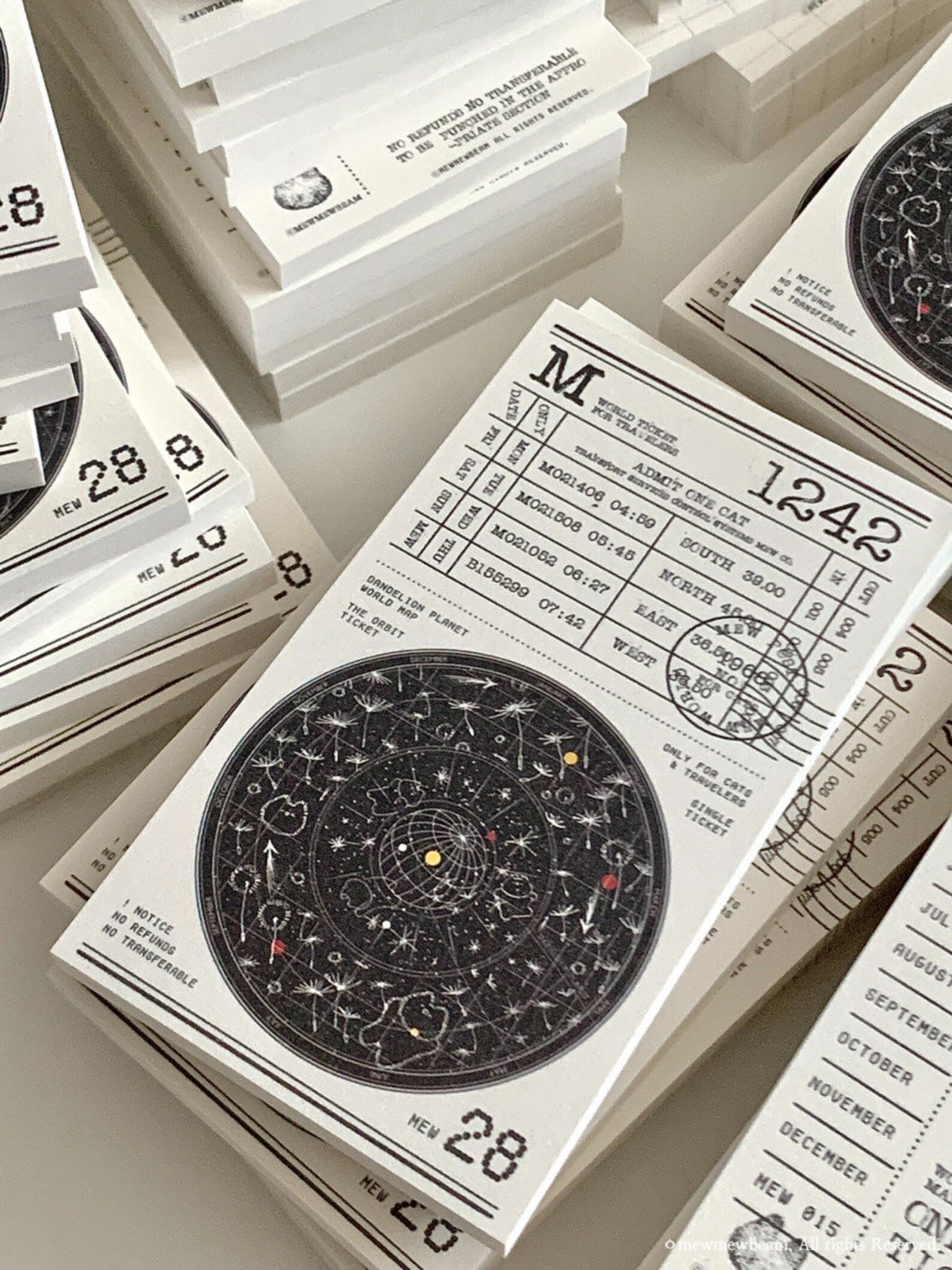 Mewmewbeam Map 015 Vintage Tickets Paper Pad, Galaxy, Cat Transit ...