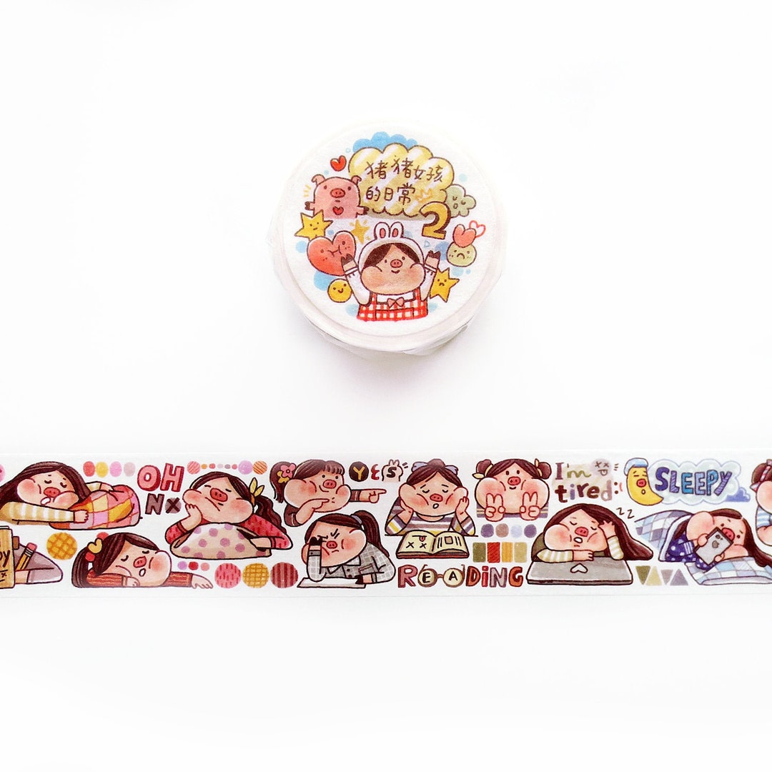Piggy Girl 2 Washi Tape, Meatball Series Original Girl Illustration ...