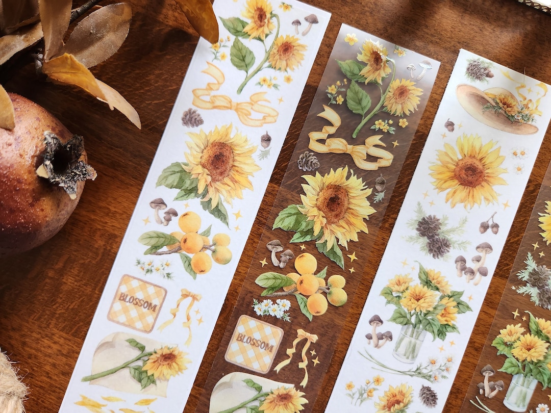 Summer Sunflowers Masking Tape, Sunflower Bouquet Washi and PET Tape ...