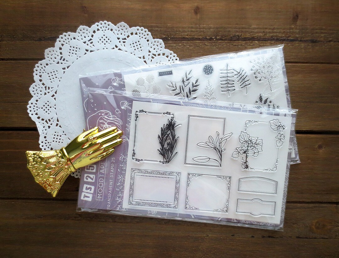 Plant Frames Acrylic Stamp Set, Floral Accent Stamps for Journaling ...