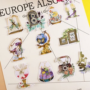 Vintage Objects Sticker Pack, Antique Treasures Sticker Set, Typewriter ...