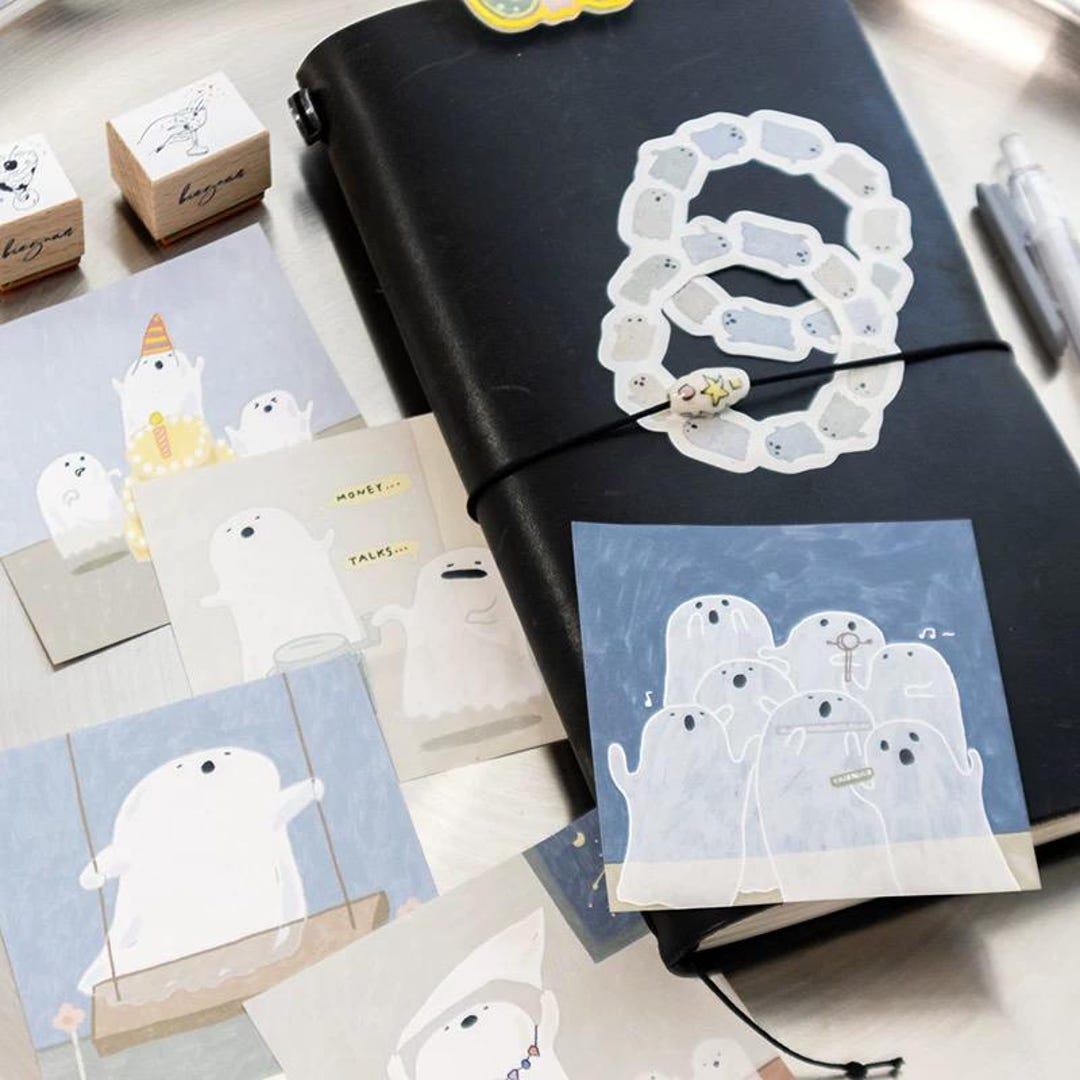 Cute Ghosts Memo Paper Set, Original Design Doodle Memo Paper, Journal ...