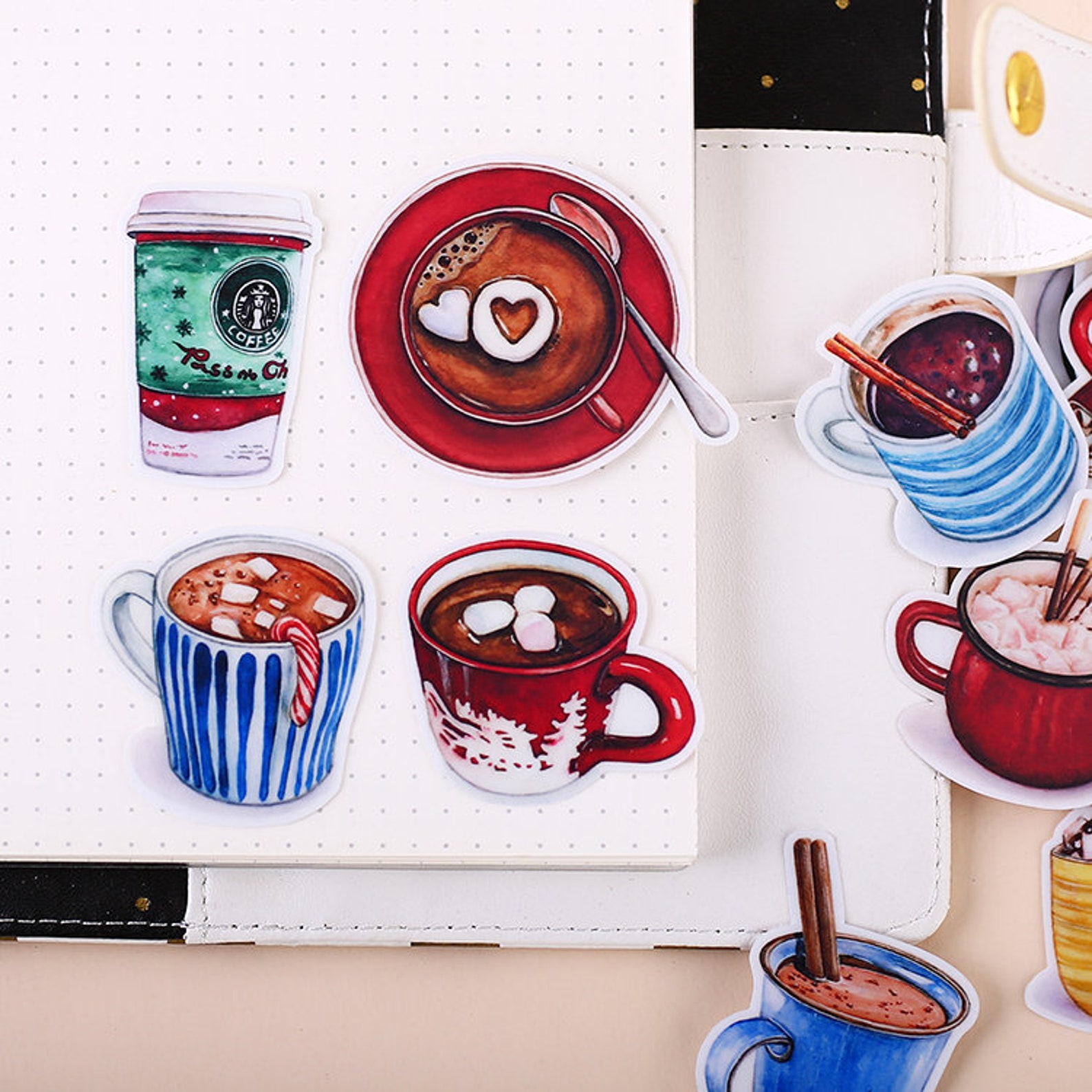 Winter Drinks Sticker Pack Hot Chocolate Coffee Cappuccino | Etsy
