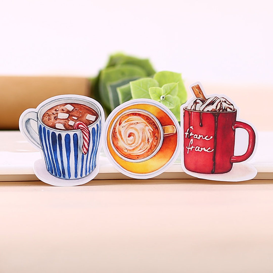 Winter Drinks Sticker Pack, Hot Chocolate, Coffee, Cappuccino, Mint ...