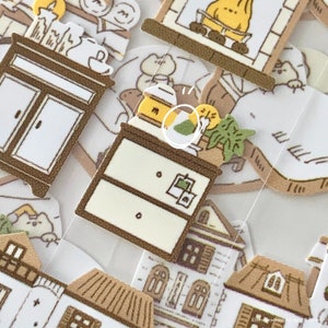 Stay at Home Stickers Sheet, House Cat, Mewmewbeam Kiss-cut Sticker ...