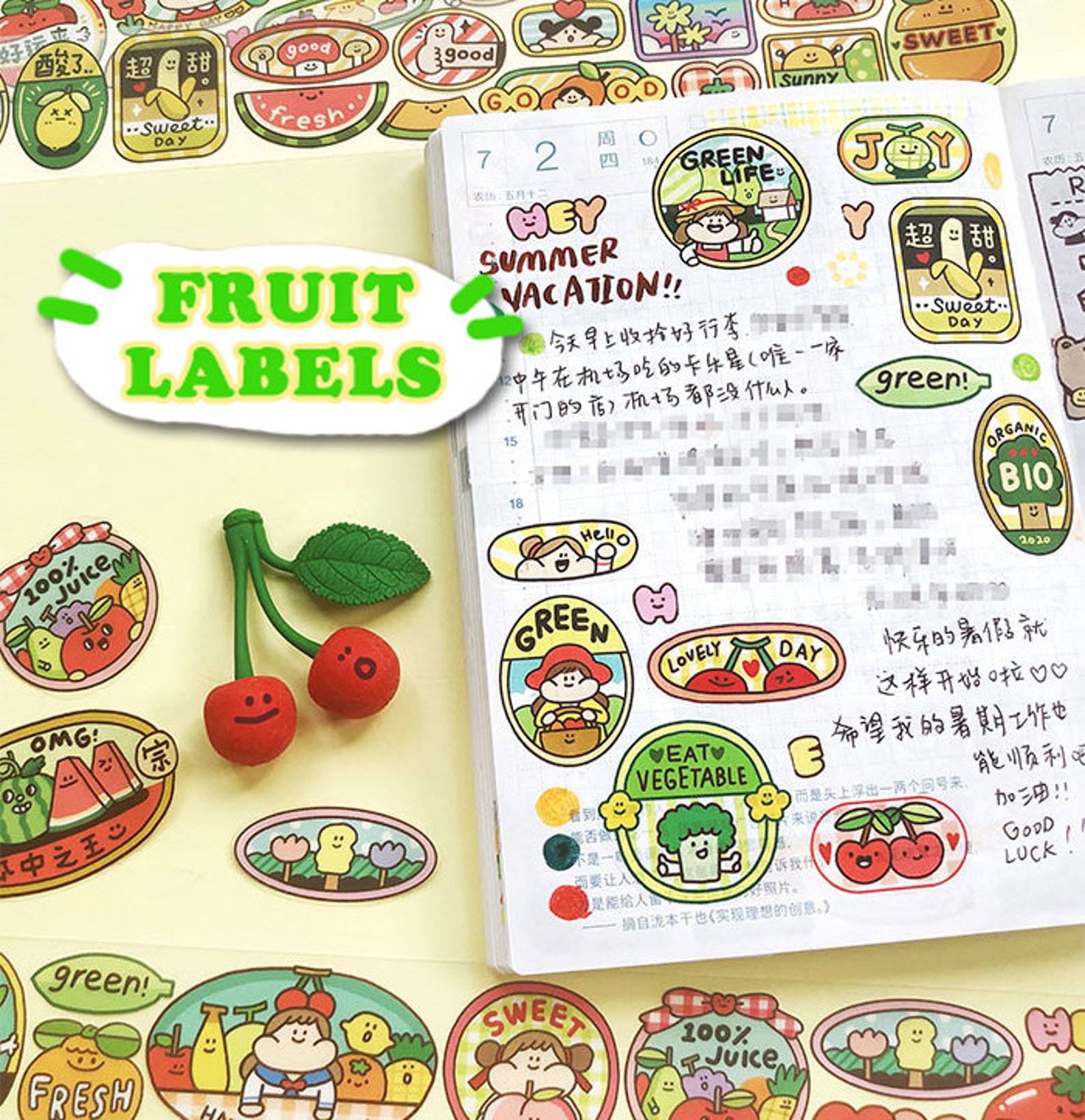 Fruit Labels Washi Tape Meatball Mart Series Washi Roll - Etsy