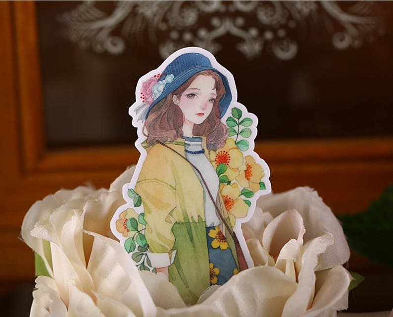 Girls Illustration Sticker Pack Flower Girl Stickers Series - Etsy