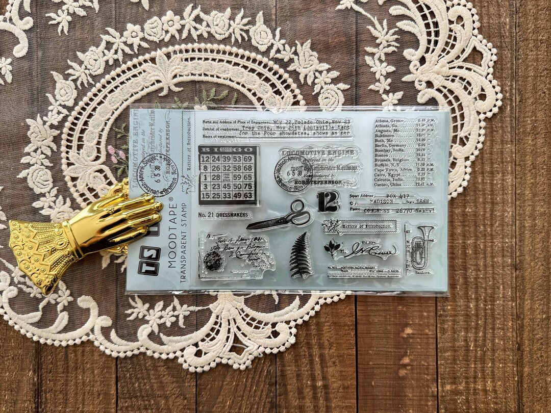 Vintage Collage Themed Acrylic Stamp Set, Free, Postcard Cling Stamps ...