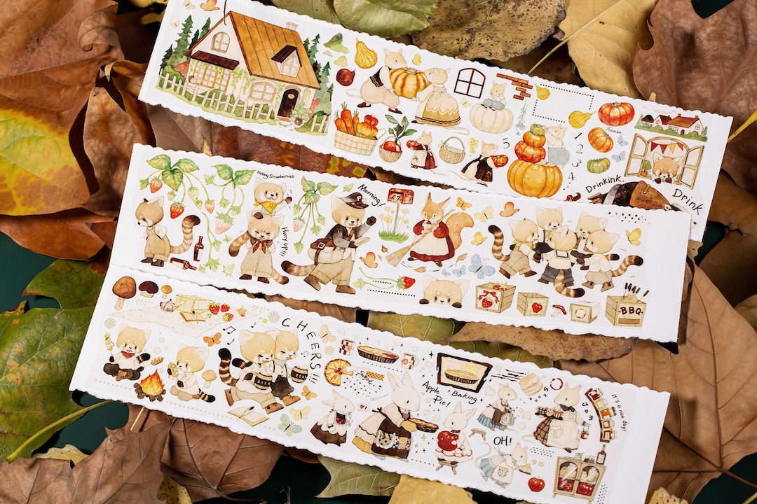 Countryside Illustration Masking Tape, Raccoon and Field Mouse, Reco ...