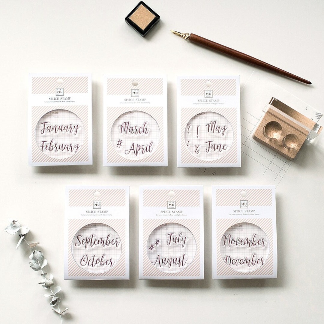 MU Lifestyle Calendar Month Stamps Set, Calligraphy Clear Silicone ...