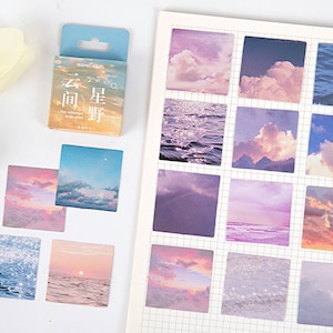 Cloudy Sky Box Sticker Set, Clouds, Aesthetic Sunset Planner Stickers ...
