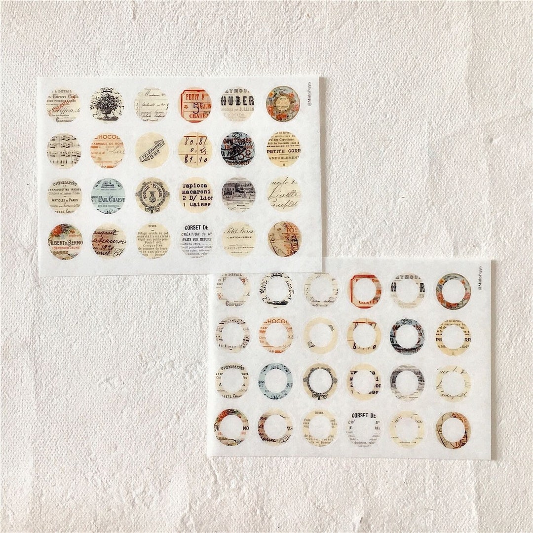 Circular Vintage Collage Sticker Sheets Set, Round Sticker, Vintage ...