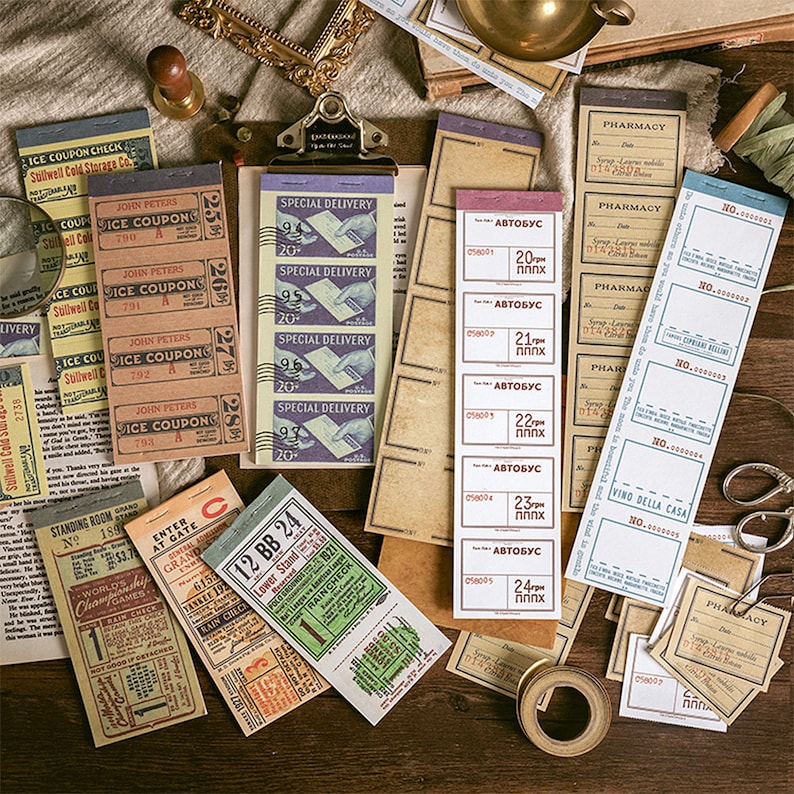 Assorted Vintage Tickets Paper Pad C Vintage Bus Transit | Etsy