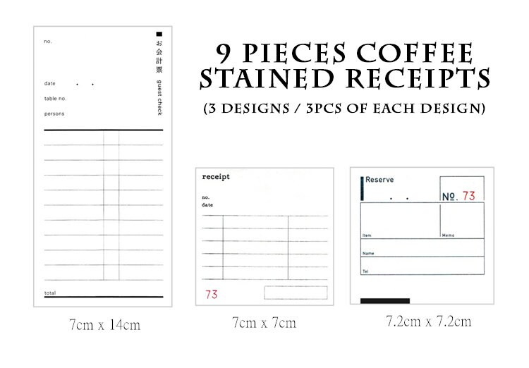 Coffee Stained Receipt Prints, Vintage Restaurant Receipt Replicas ...