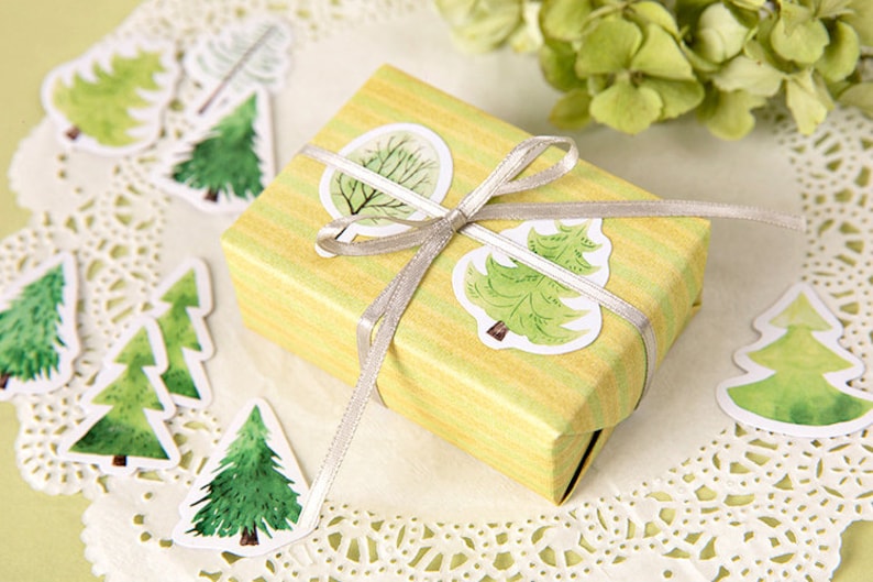 Forest Sticker Set Flower Pine Tree Stickers Nature Themed - Etsy