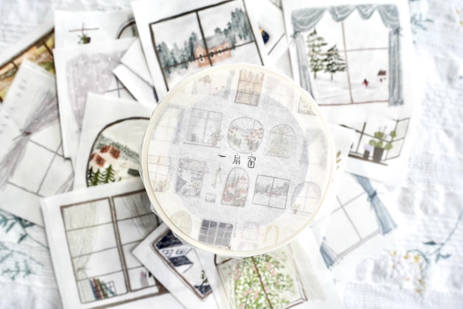 Wanle Studio Windows Washi Tape, Outdoor Landscape Illustration Masking ...
