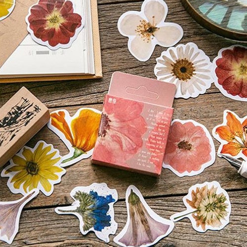 Pressed Flowers Stickers Set Dried Flowers Stickers Pack | Etsy