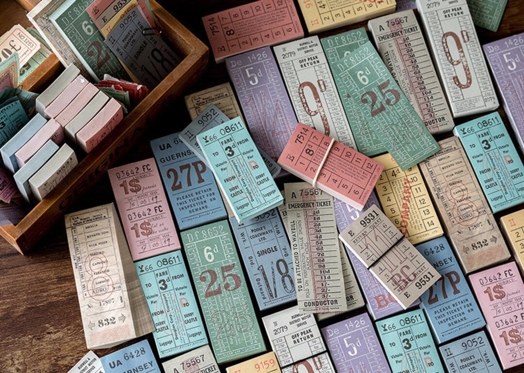 Assorted Vintage Tickets Paper Pad, Vintage Bus Transit Tickets ...