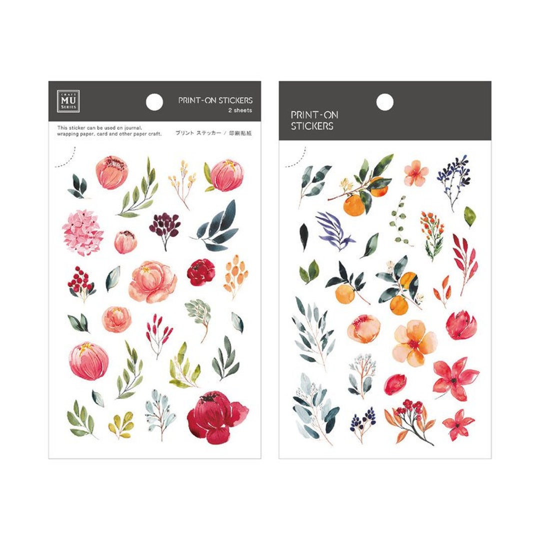 MU Lifestyle Print on Stickers 070, Watercolor Flowers and Berries Rub ...