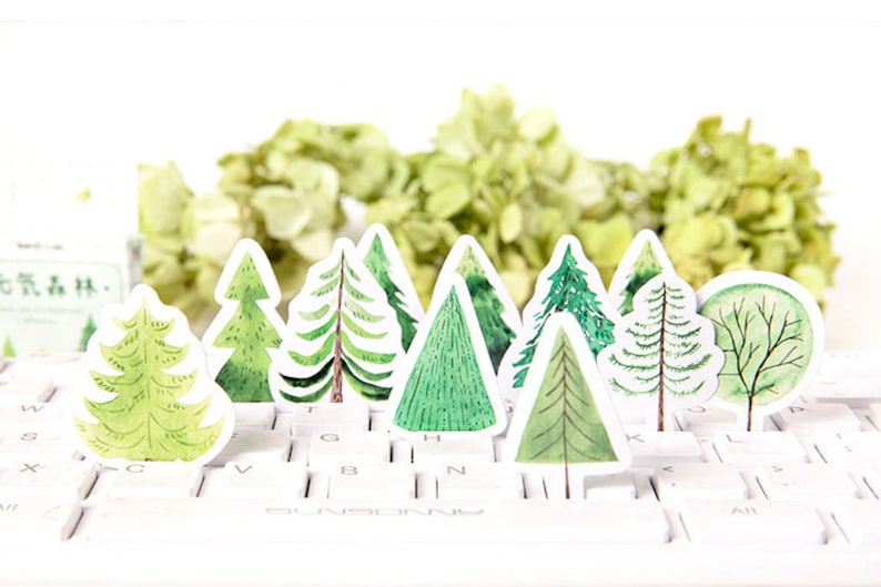 Forest Sticker Set Flower Pine Tree Stickers Nature Themed - Etsy