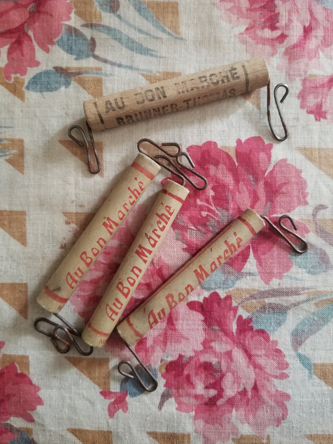 Antique French Shopping Bag or Parcel Carrying Handles, From Au Bon ...