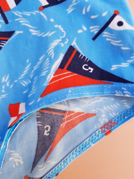 Vintage French kids swimsuit red white blue - Gem