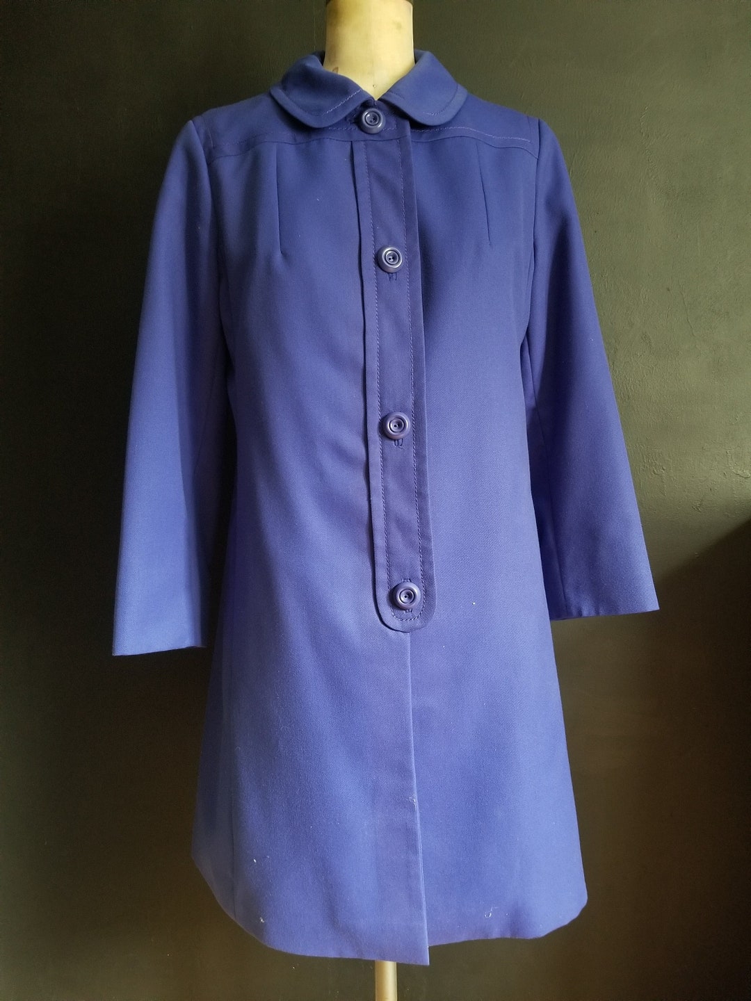 Vintage Royal Blue Spring Coat. Blizzand Overcoat Tergal - Etsy