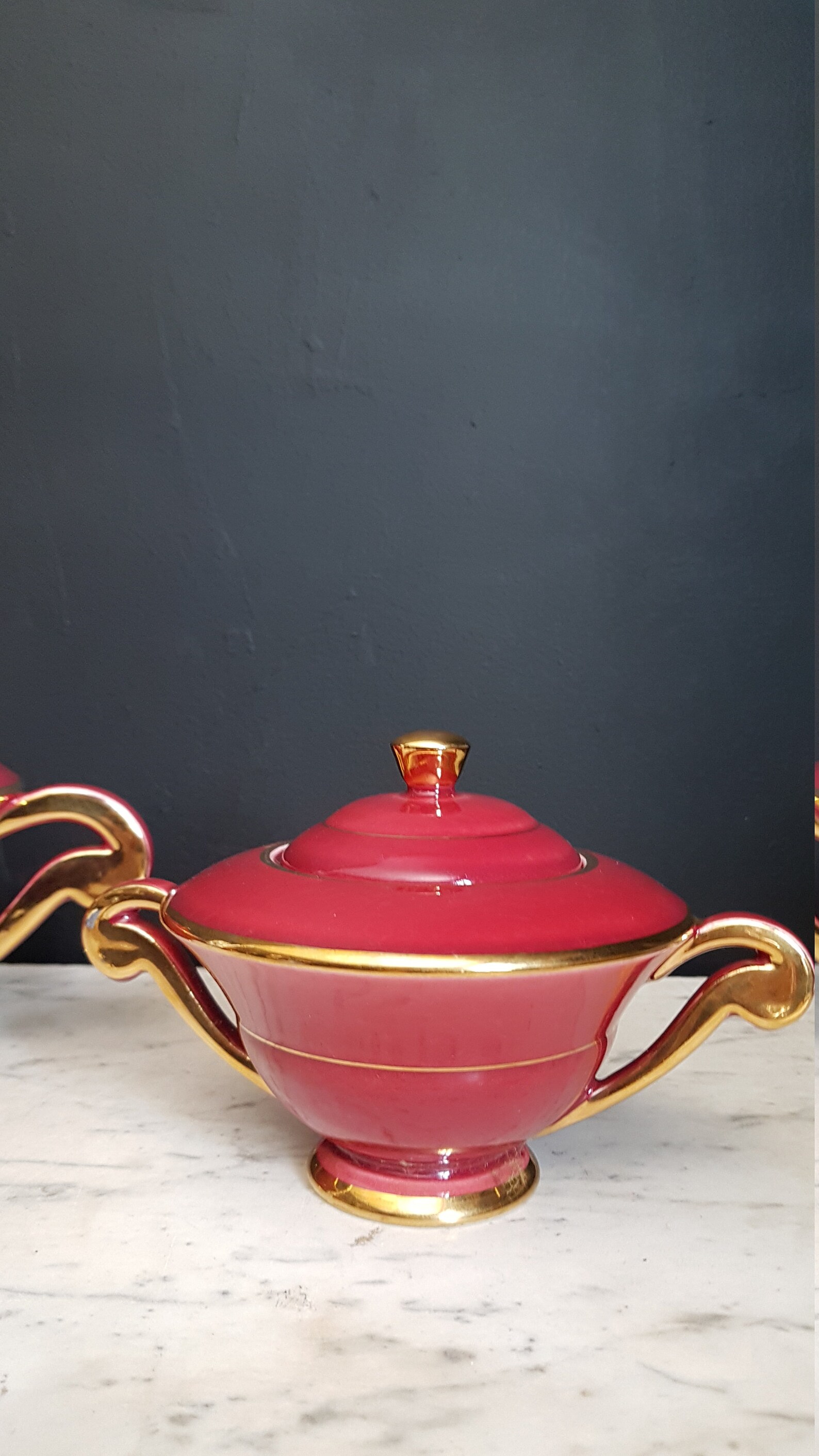 French Antique Art Deco Style Teapot Cream and Sugar Pots. | Etsy