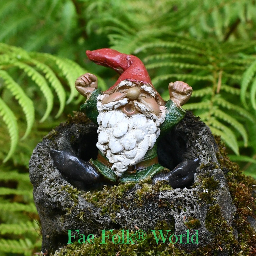 Mini Yawning Garden Gnome - Garden Accessory - Fairy Garden Ornament ...