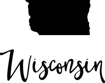 Wi state outline | Etsy