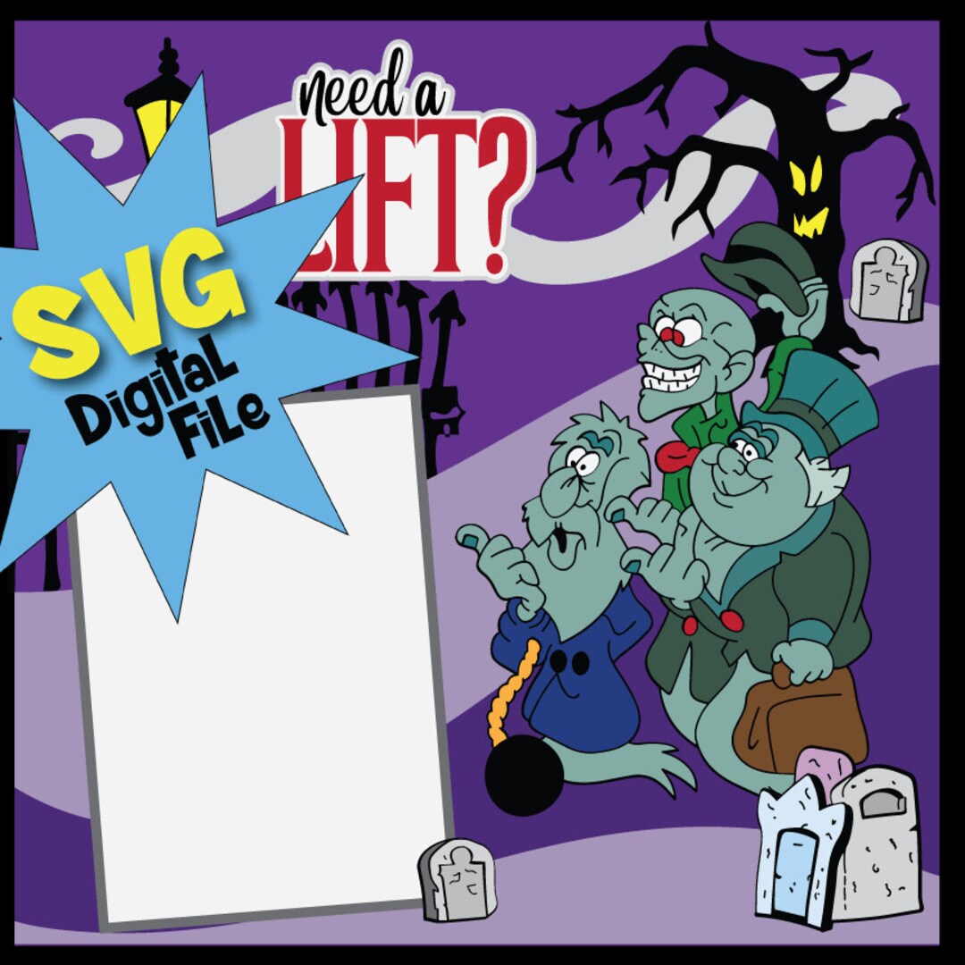 Digital Haunted House Need A Lift Ghost 12x12 Scrapbook Page - Etsy
